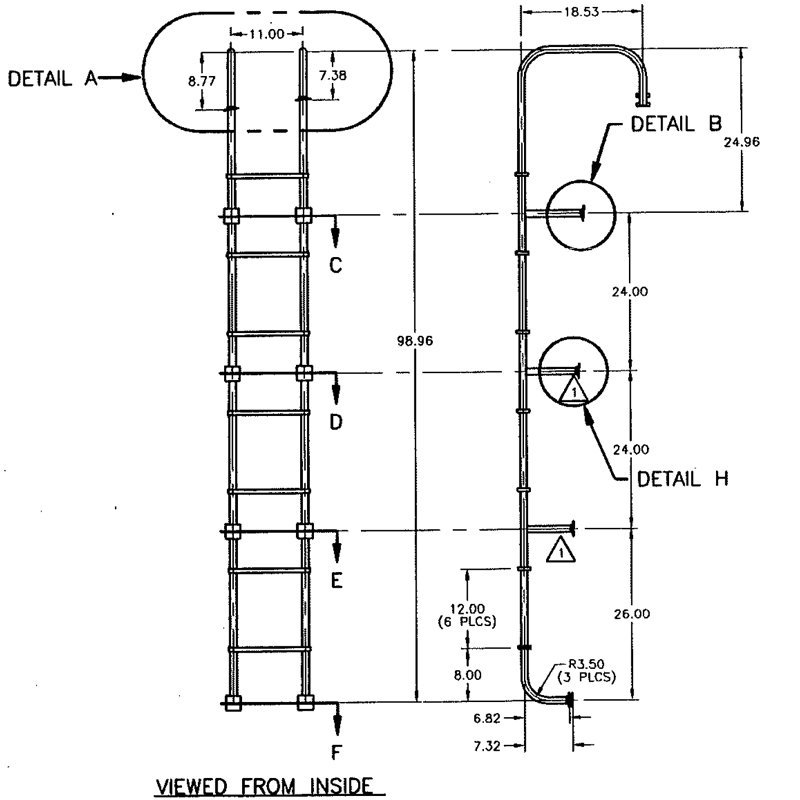 LADDER, ROOF, 4-STANCION, SOUTHWIND WB L | REV Parts Store