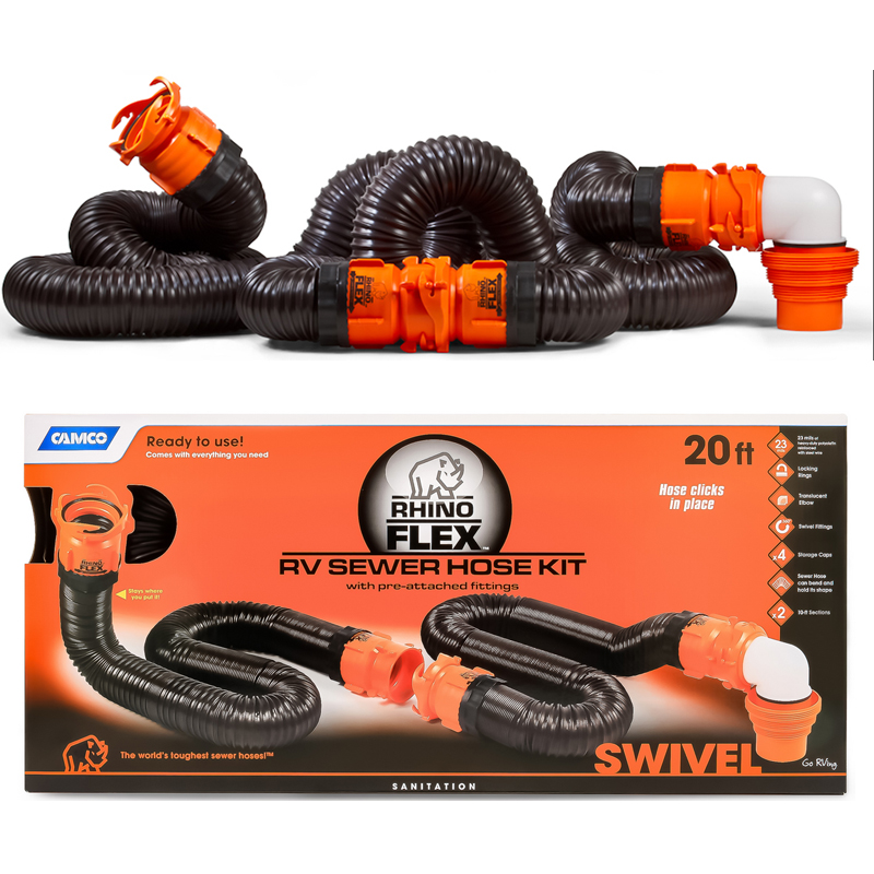 RHINOFLEX 20' SEWER HOSEKIT 4N1 ELBW CAP | REV Parts Store